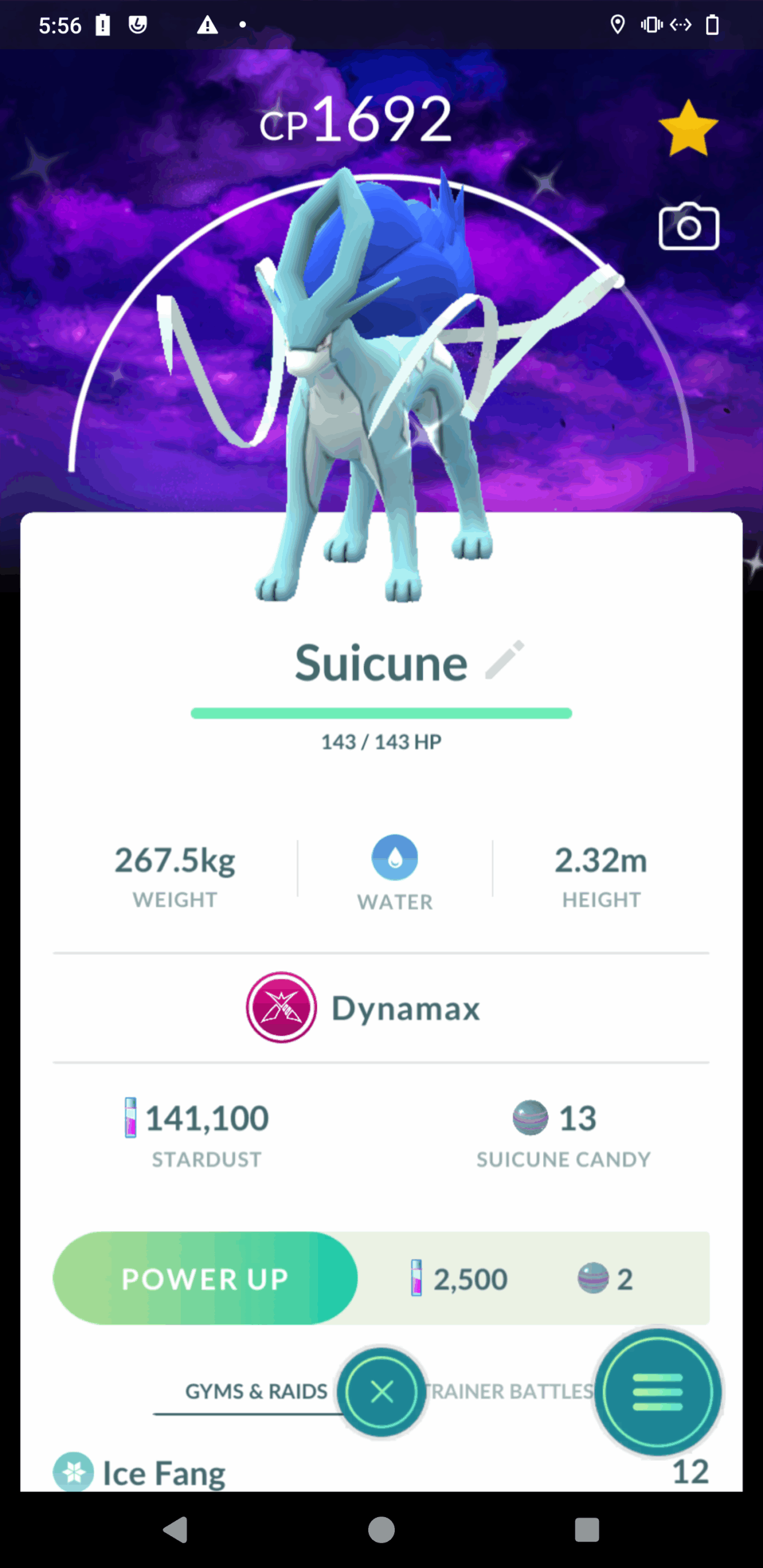 Shiny Dynamax Suicune Dark Skies Background Max Finale Pokémon GO ...