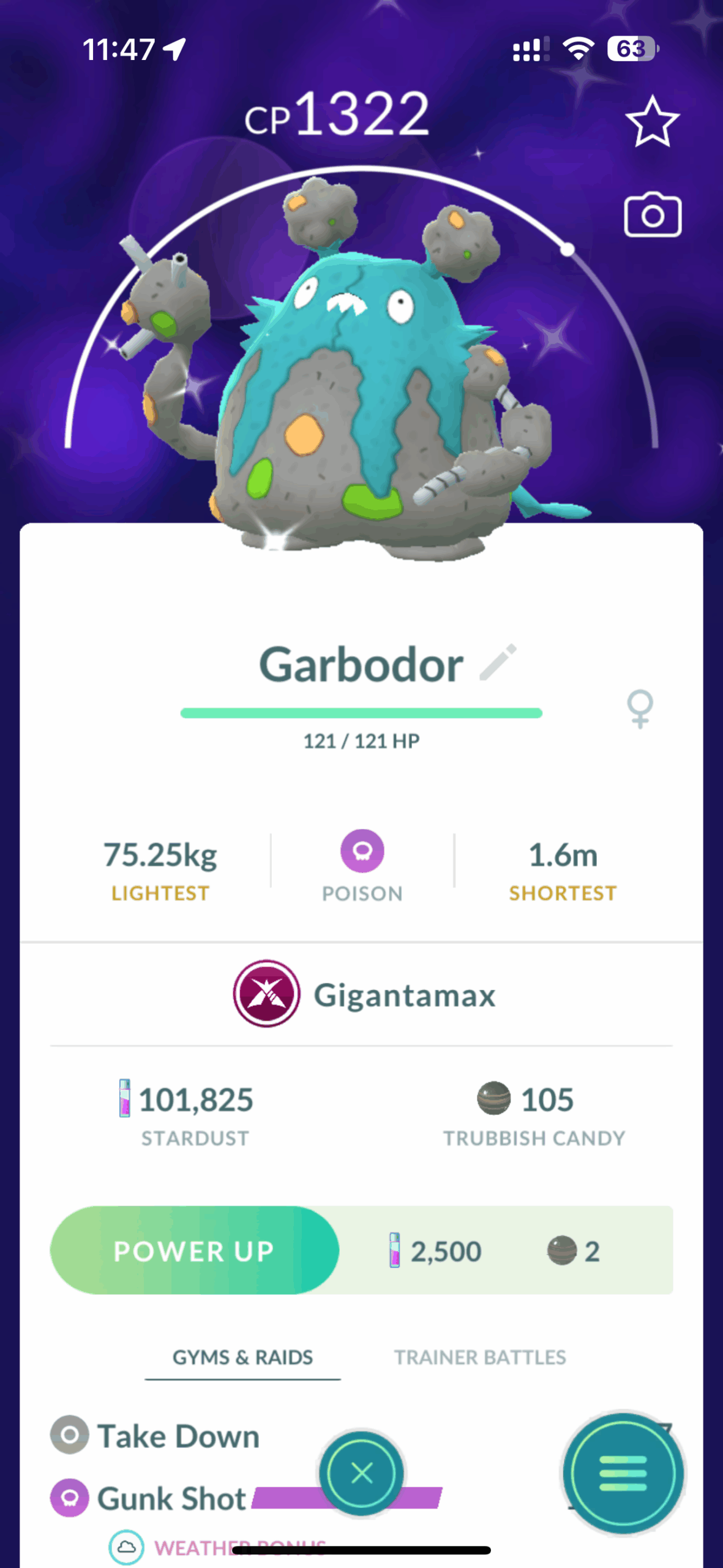 Pokémon GO Shiny Garbodor Gigantamax – Trade 20k Stardust - Read ...